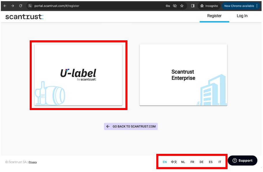 U-label by Scantrust - Account Registration - Steps – Scantrust Help Center