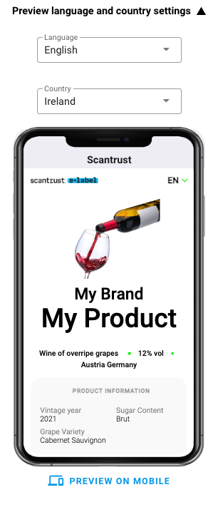 e-label - Editor - Product Information - Adding e-label Product Information – Scantrust Help Center